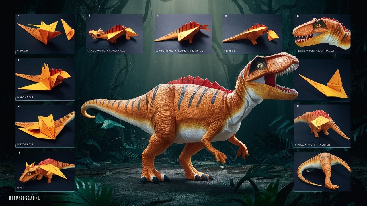 How to Make Origami Dilophosaurus Dinosaur - YouTube
