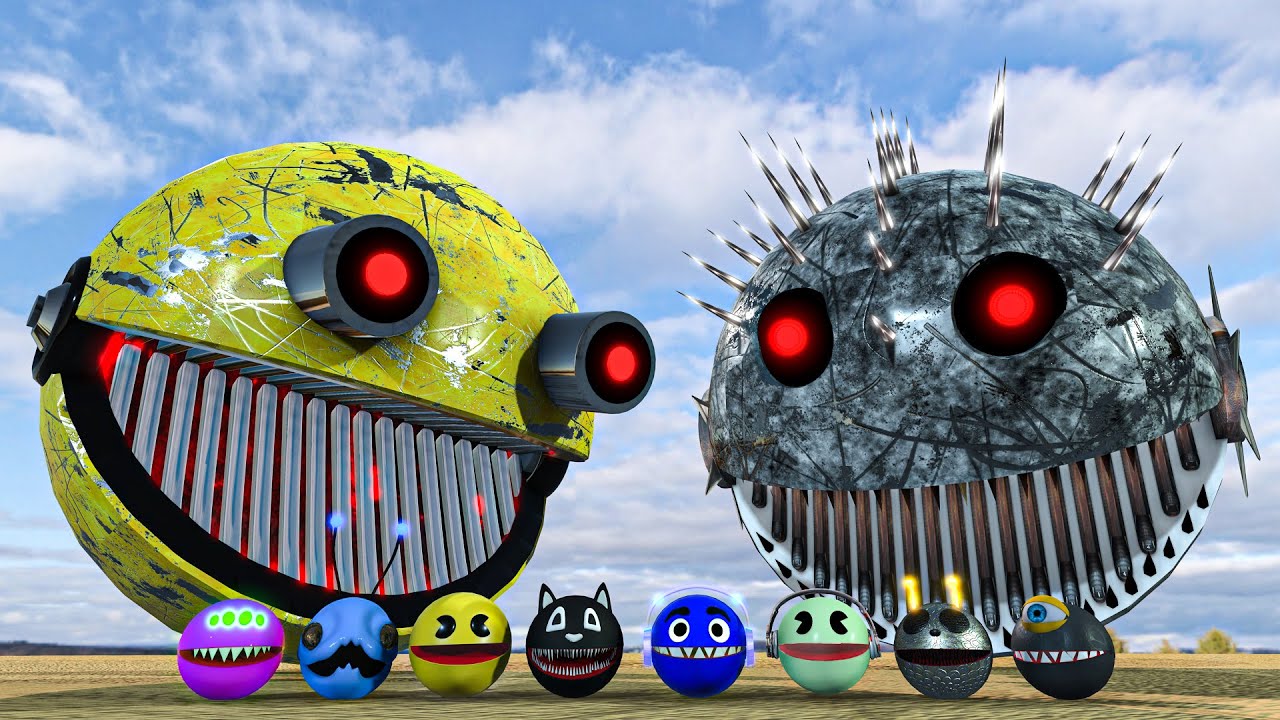 PACMAN & ROBOT PACMAN VS CARTOON VAT & MONSTER ROBOT PACMAN - YouTube