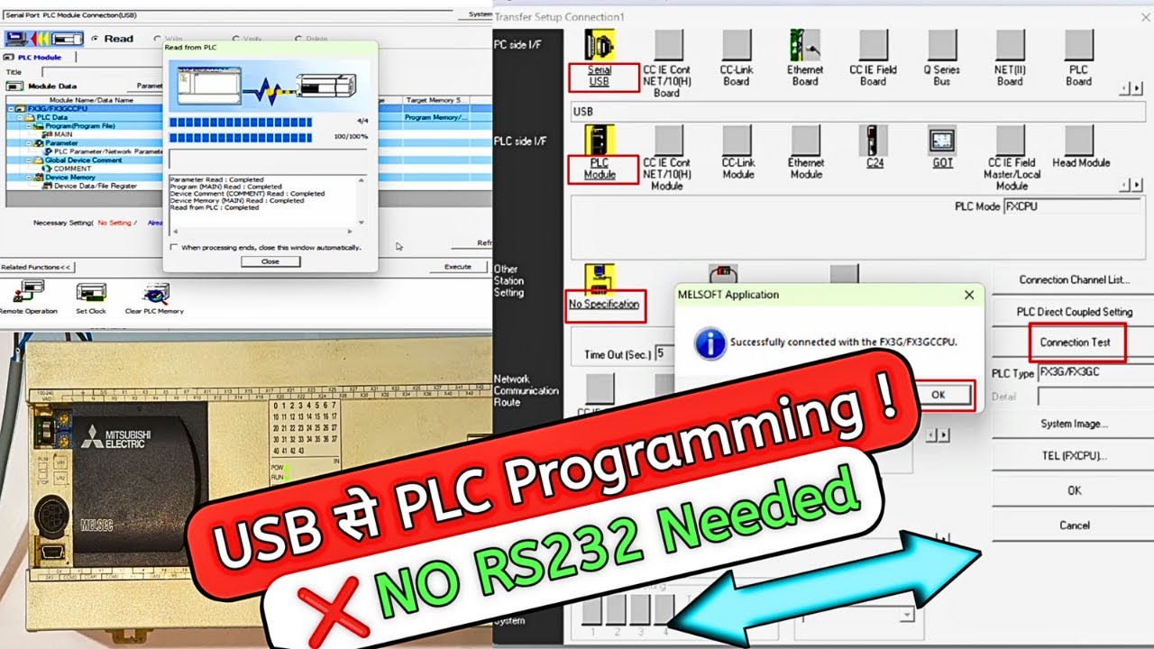 Mitsubishi Plc communication with USB Cable ! No Need RS232 ! Explained ...