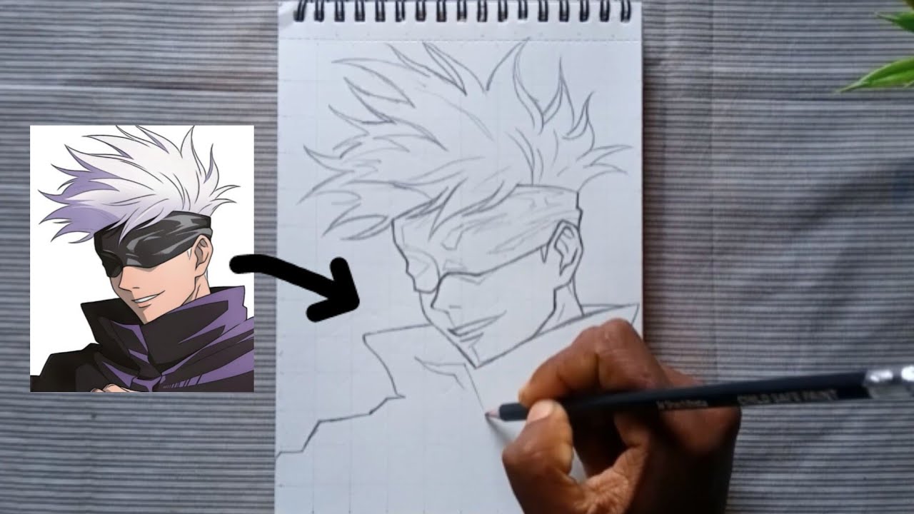 Gojo satoru outline tutorial | Gojo satoru drawing with beginners ...