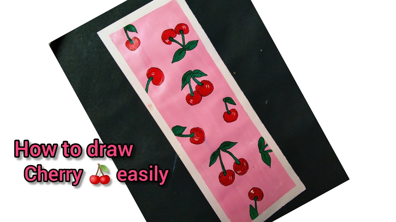 How to draw Cherry 🍒 easily| Cherry with acrylic colour| Cherry drawing ...
