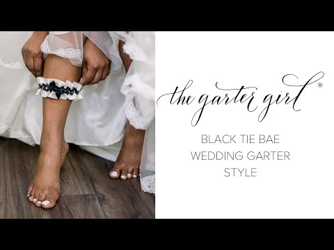 Black Lace & Ivory Satin Wedding Garter - Black Tie Bae by The Garter Girl
