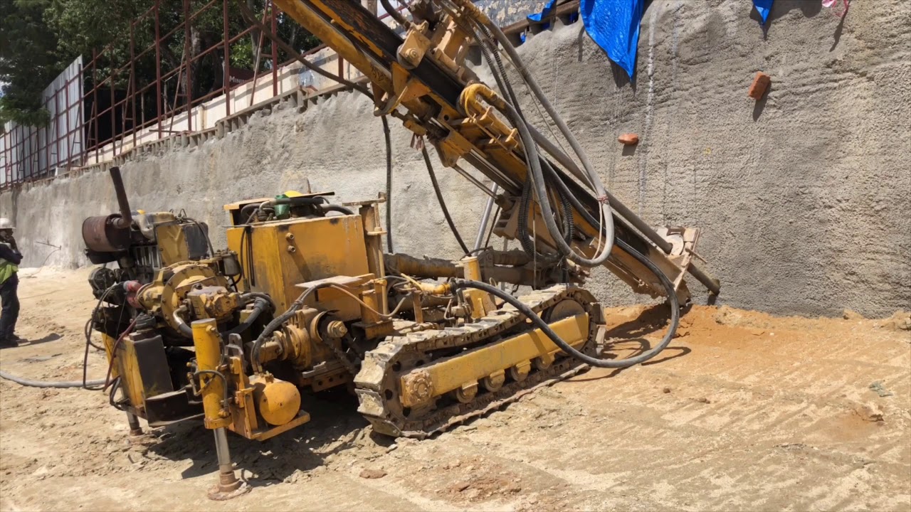 PT Anchor - Boring and installing HT Strands - SVB INFRA PROJECTS - YouTube