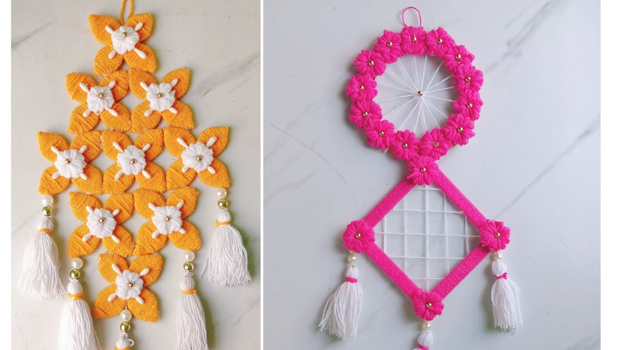 2 Ideas Woolen Cardboard Wall Hanging Design/Beautiful Woolen Cardboard ...