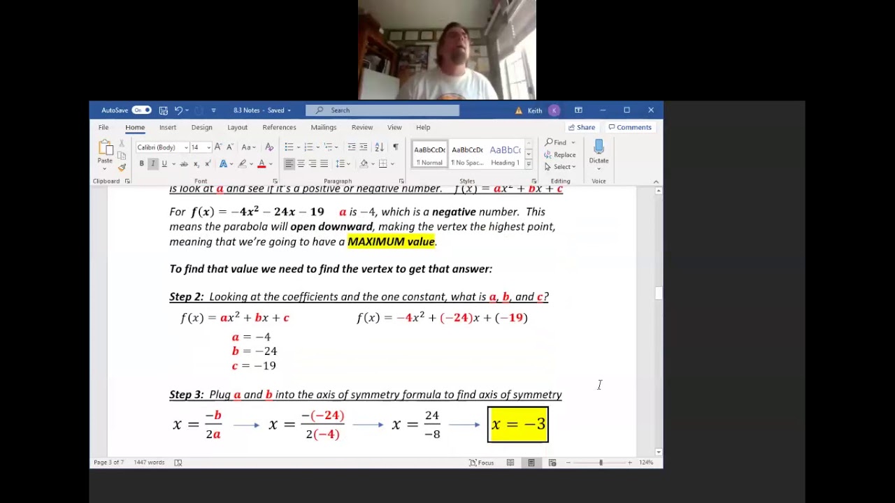 Algebra 1B Lesson 8.3 - YouTube