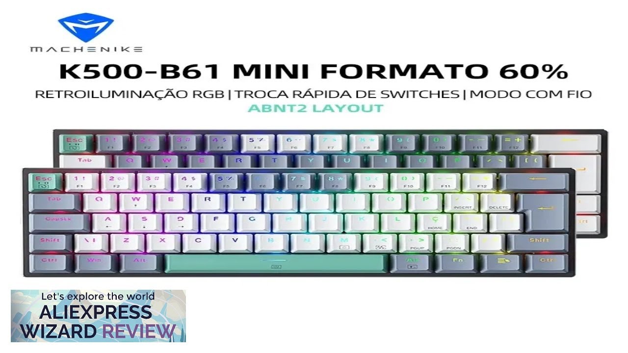 Machenike K500-B61 Mini Mechanical Keyboard 60% ABNT2 Layout RGB ...