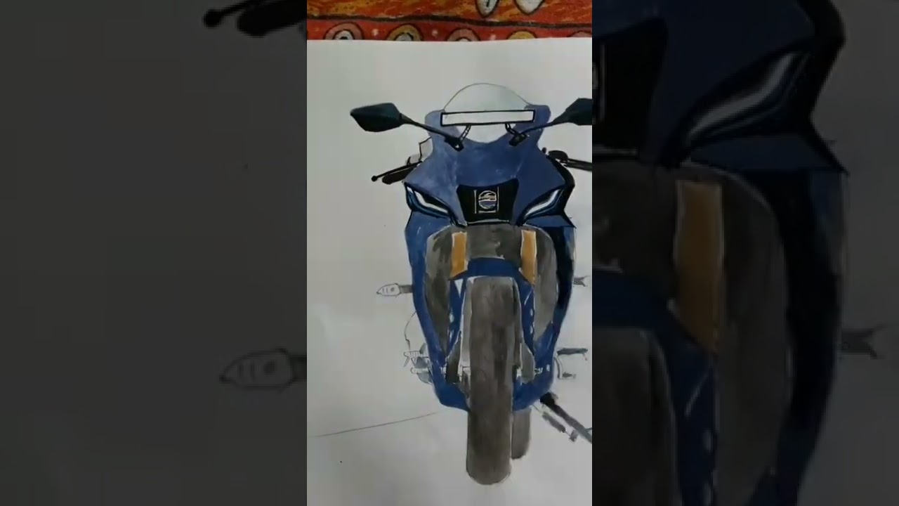 Yamaha R15 v3 Drawing | Water colour | # short | # R 15 v4 lover - YouTube