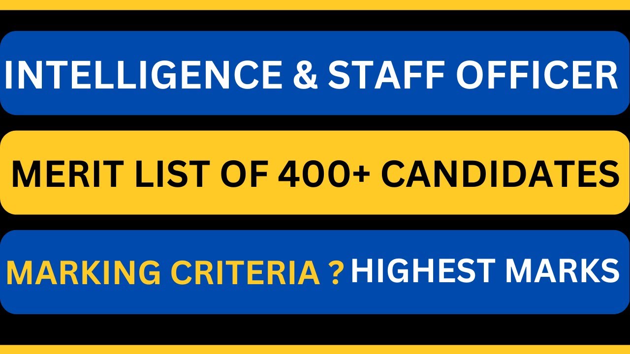 Intelligence Officer and Staff Officer Merit List | Marking Scheme ...