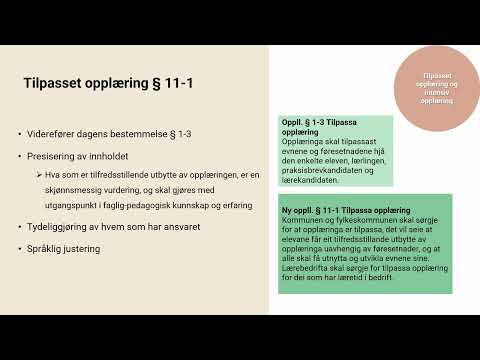 Tilpasset opplæring og individuell tilrettelegging - Ny Opplæringslov 13 mars - YouTube