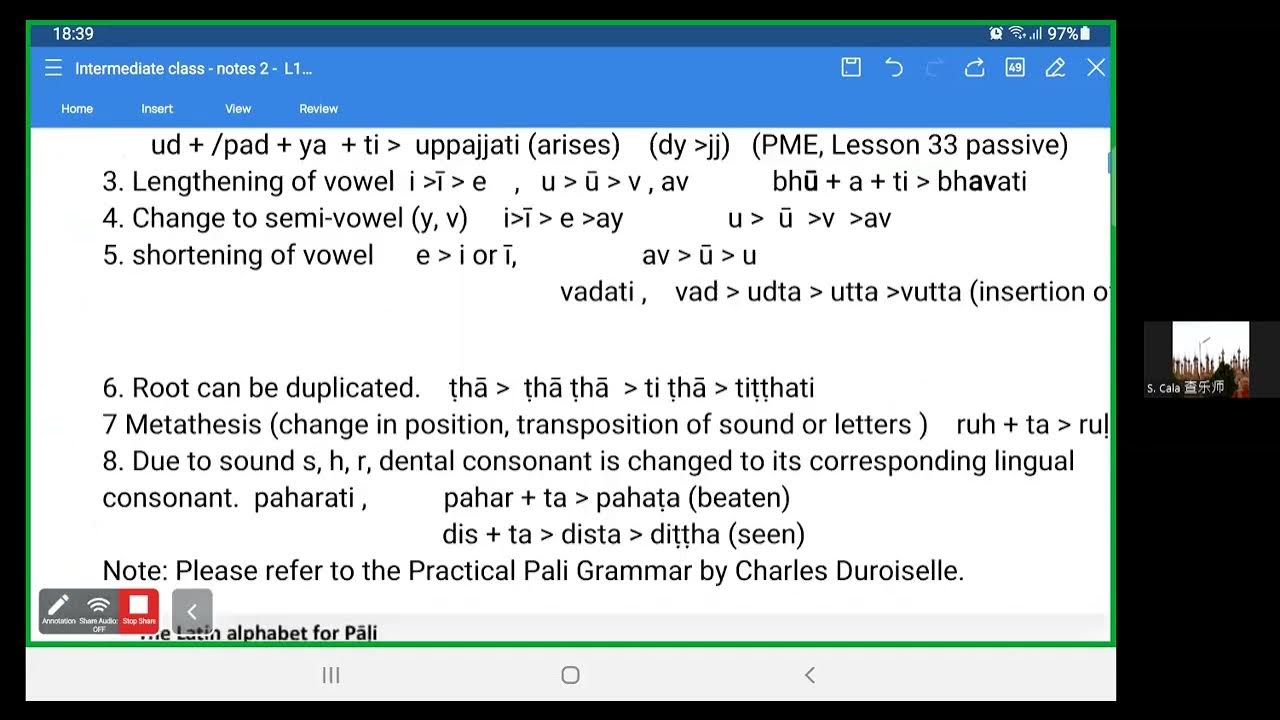 Pali Intermediate Class 4 Lesson 15 Word Formation Part 2 and Student Presentation no. 1 - YouTube