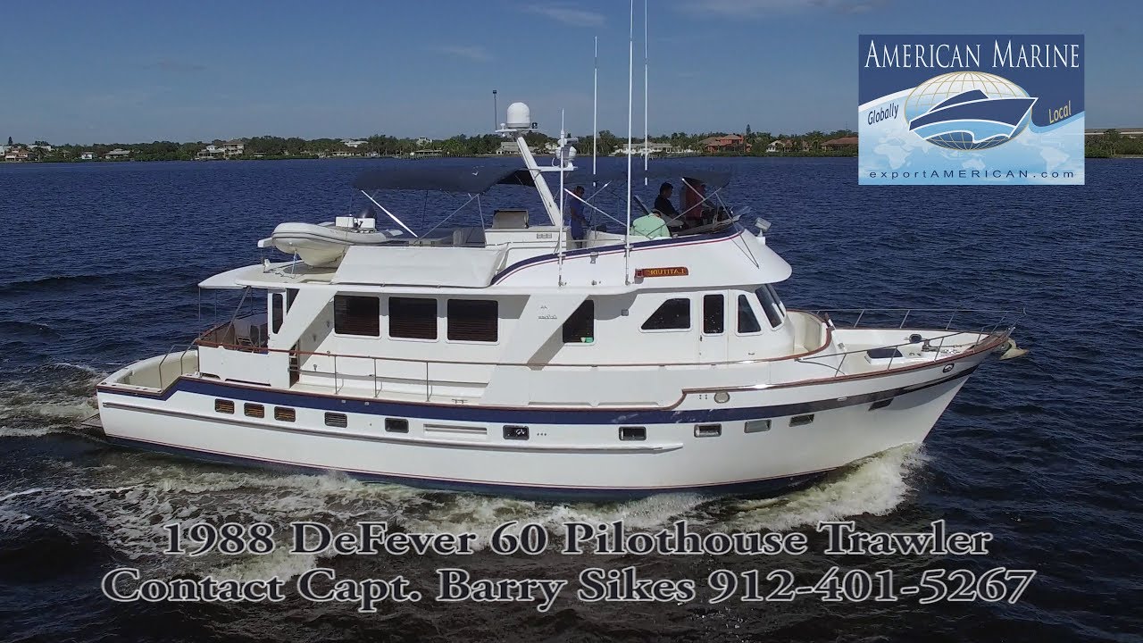 SOLD 1988 60' DeFever Pilothouse Trawler HD By American Marine - YouTube