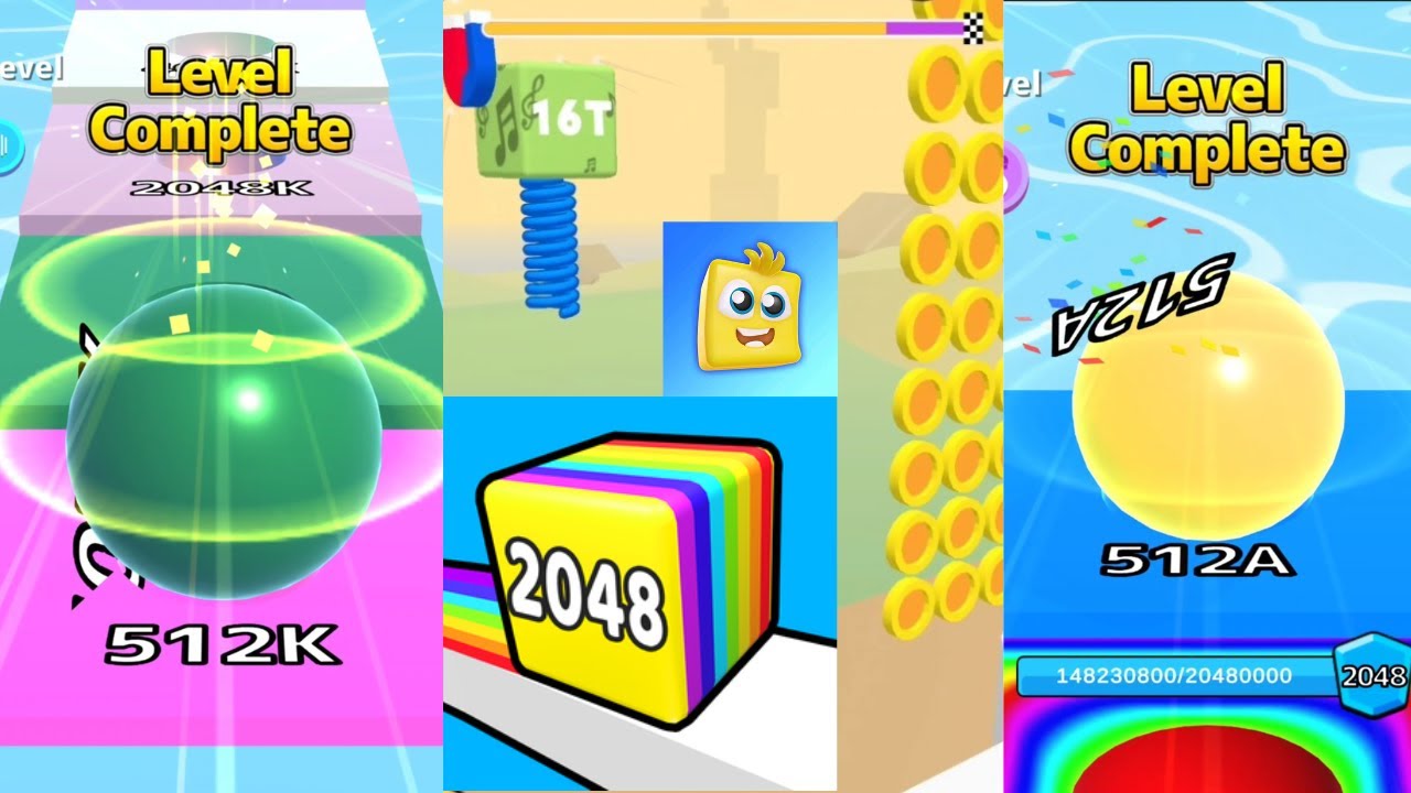 Ball Run INFINITY vs Happy Cubes 2048 gameplay vs Ball Run 2048 Merge ...