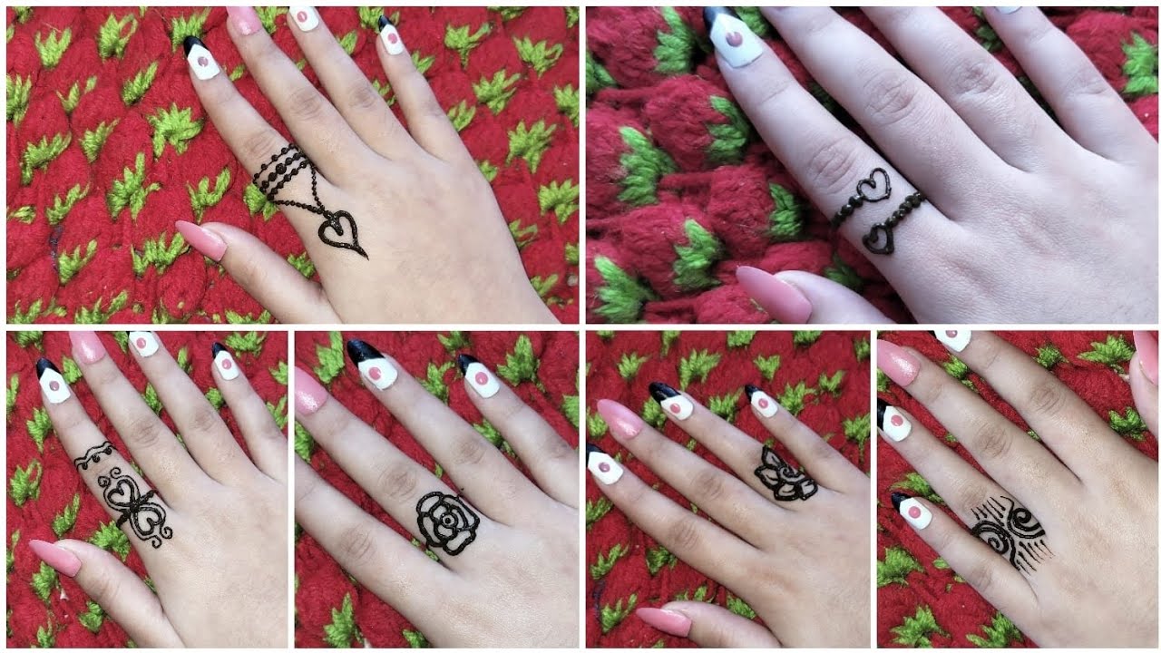 Latest Easy Ring mehndi designs ️6 different designs ️ - YouTube
