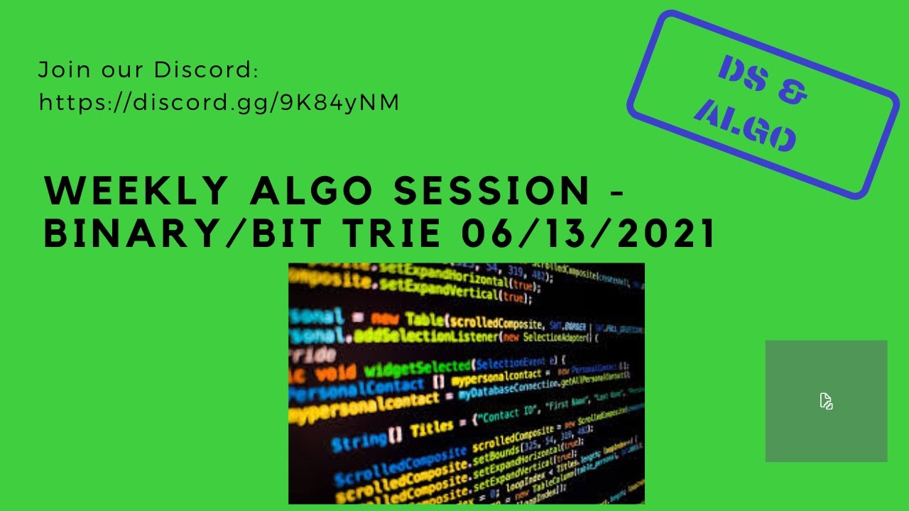 SDE Skills Weekly Sessions - Binary/Bit Trie - YouTube