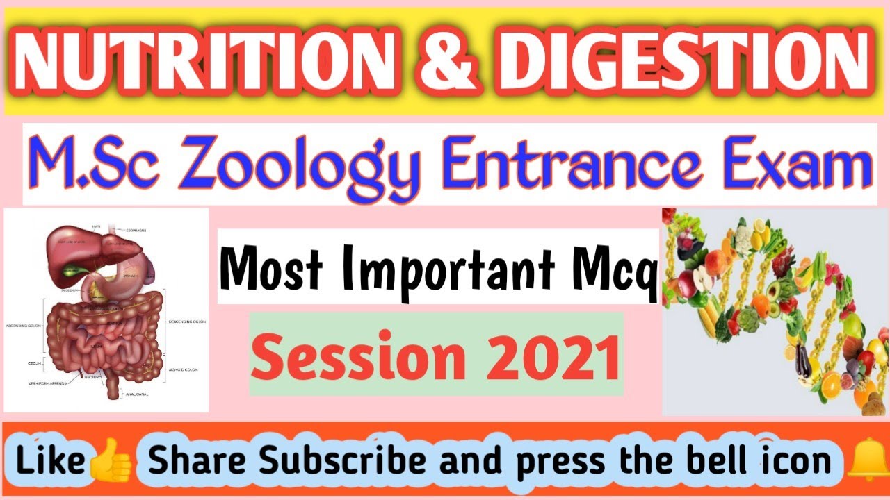 Nutrition And Digestion Most Important MCQ|| Msc Zoology Entrance Exam ...