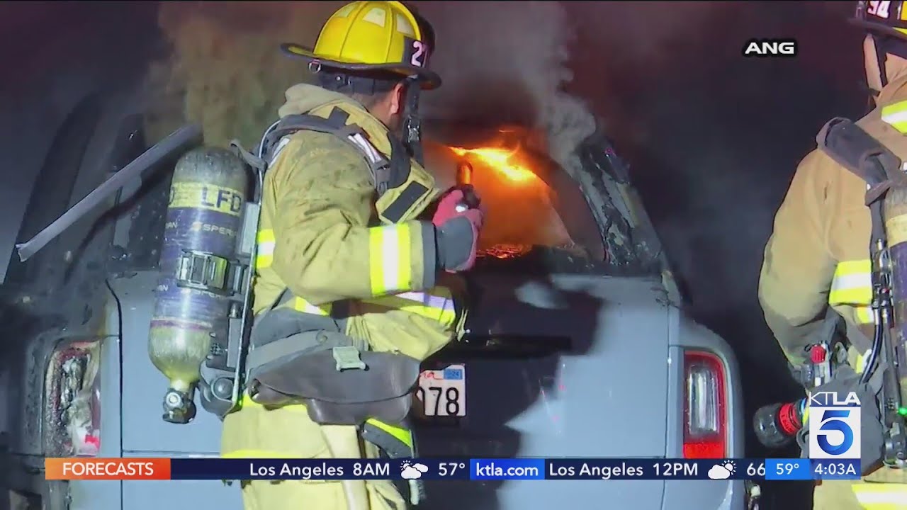 Rolls Royce, Bentley destroyed in Hollywood Hills West fire - YouTube