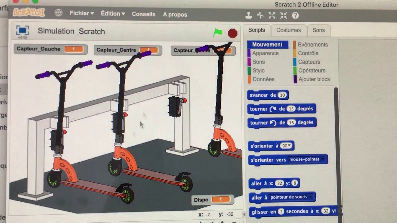 Démo : Simulation Scratch Garage Trottinettes - YouTube