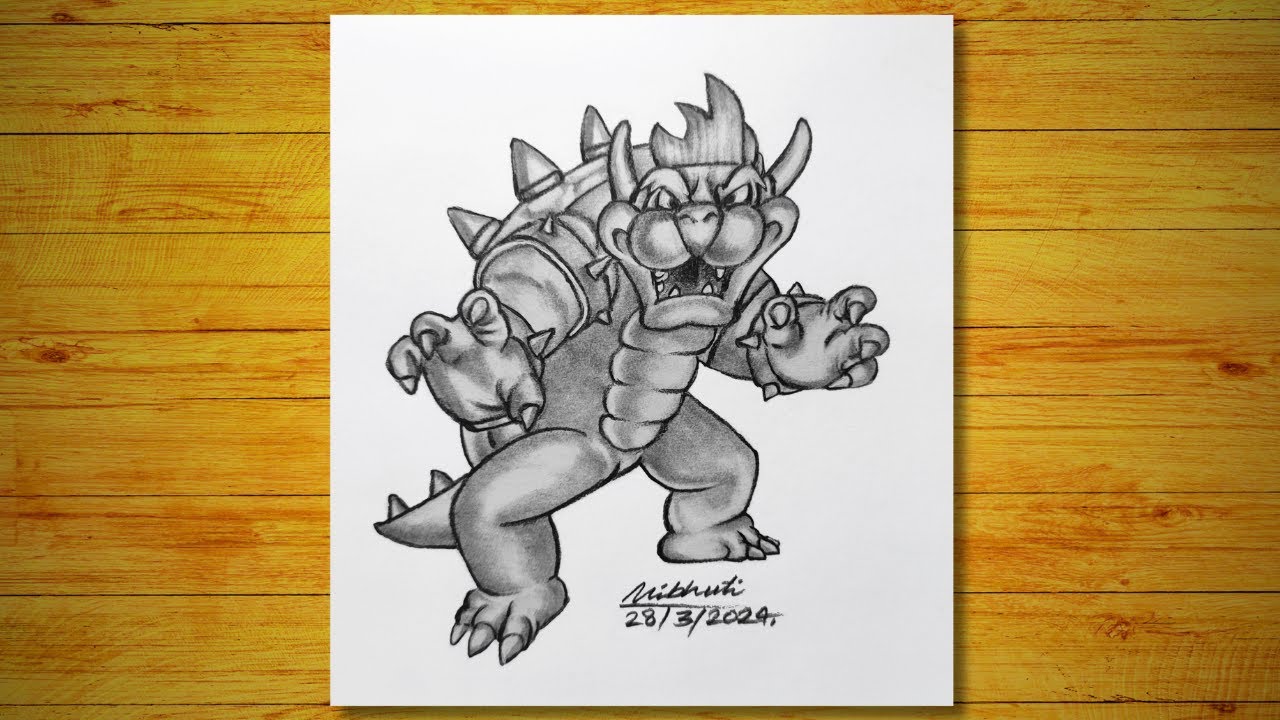 How To Draw Bowser | Graphite Pencil ️ Drawing Timelapse | Easy ...