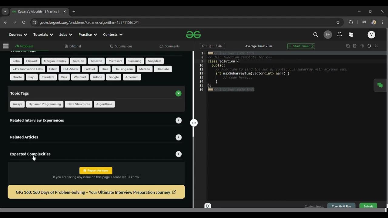 Kadane's Algorithm GFG POTD (24 NOVEMBER 2024) - YouTube