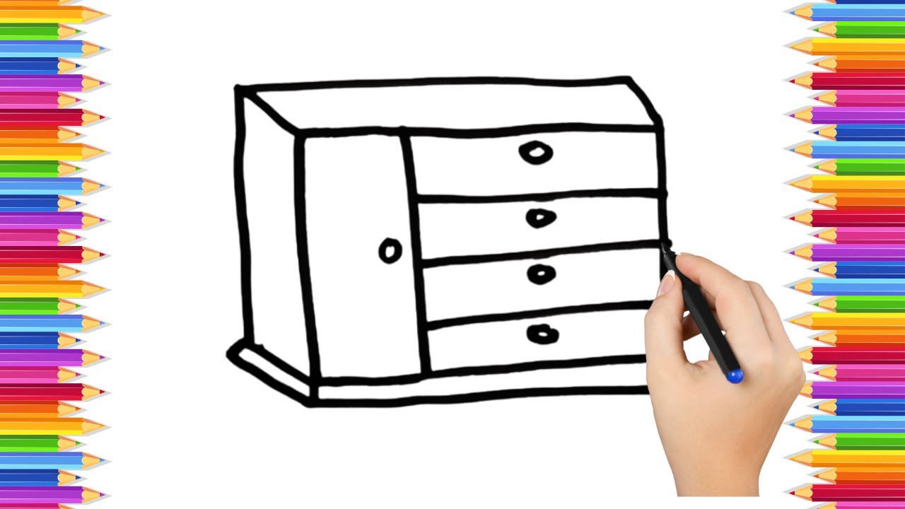 How To Draw cute Drawer cabinet Drawing, Painting & Coloring For Kids ...