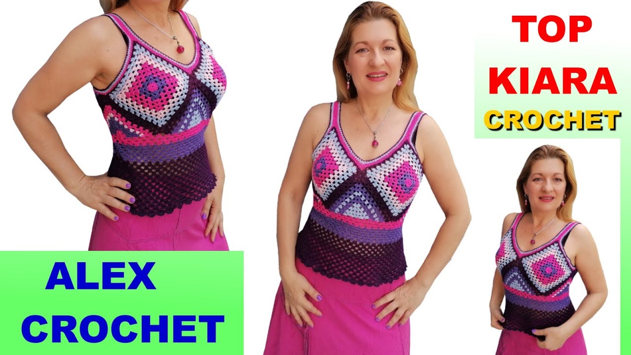 CROP TOP "KIARA" very easy TUTORIAL ANY SIZE Alex Crochet - YouTube