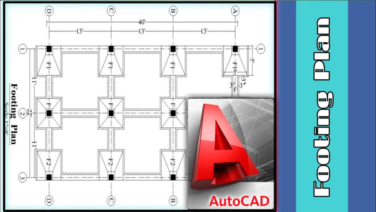 How to Create Footing Plan In Auto Cad - YouTube