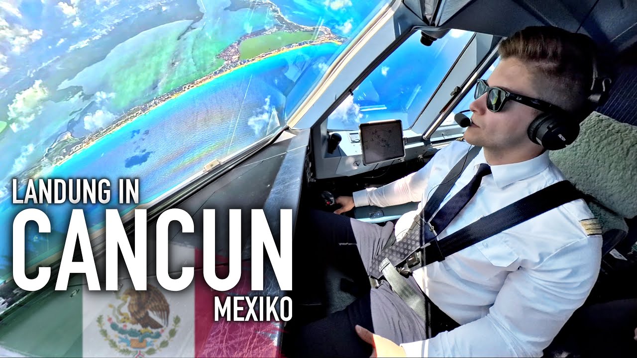 Viel los im Anflug auf Cancun! A330 Cockpit POV | AeroNewsGermany - YouTube
