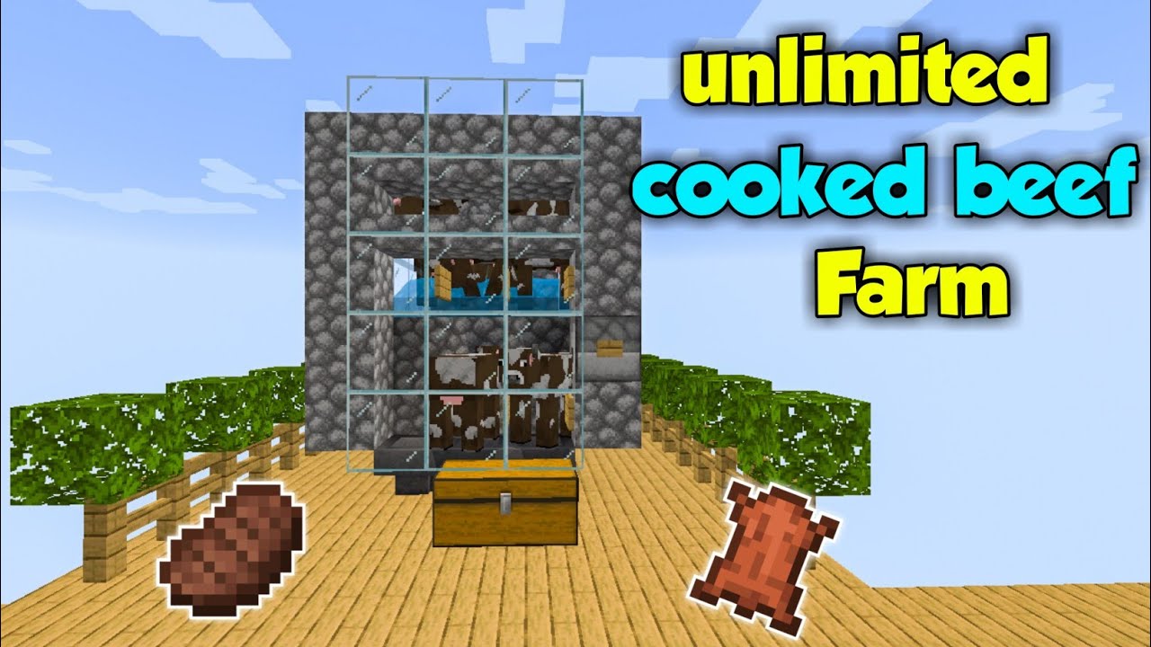 Making Op Unlimited Cooked Beef Farm in Minecraft One block - YouTube
