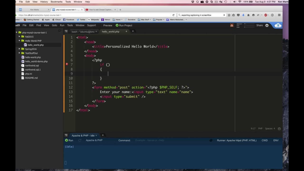 Creating a Hello World Web Page using PHP - YouTube