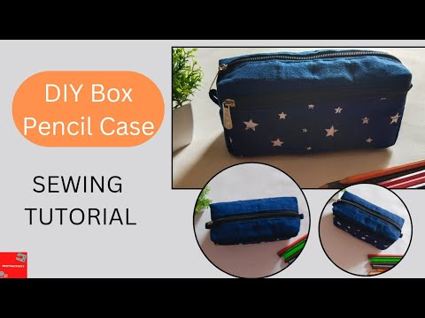 How to sew a box pencil case with pocket | DIY Pencil Pouch | DIY ...