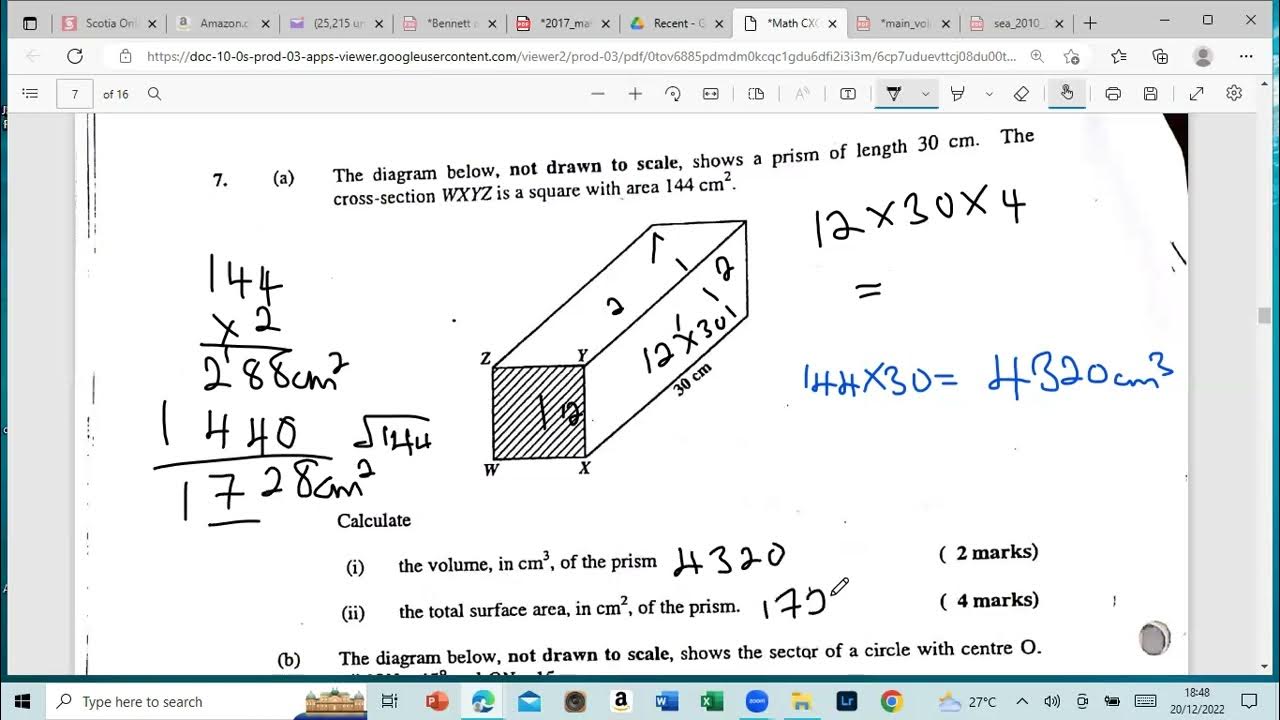 Paper 2 Question 7 2007 January csec maths - YouTube