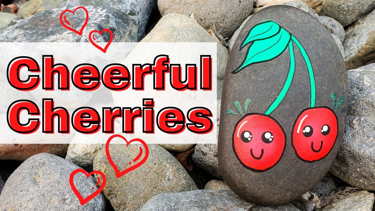 Cheerful Cherries Rock Painting 🍒 - YouTube