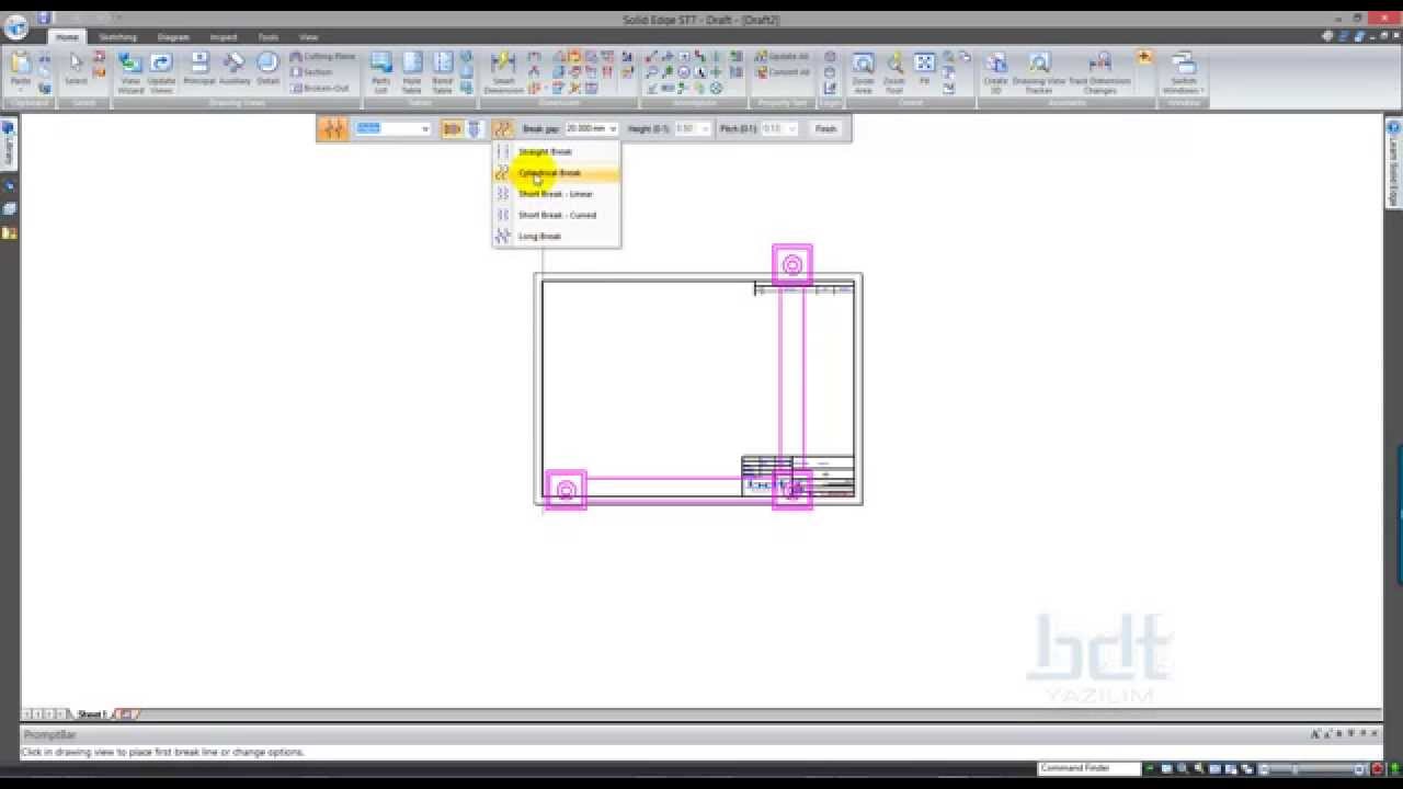 Solid Edge ST7 - Teknik Resim Eğitimleri -5- Break Lines Kesilmiş ...