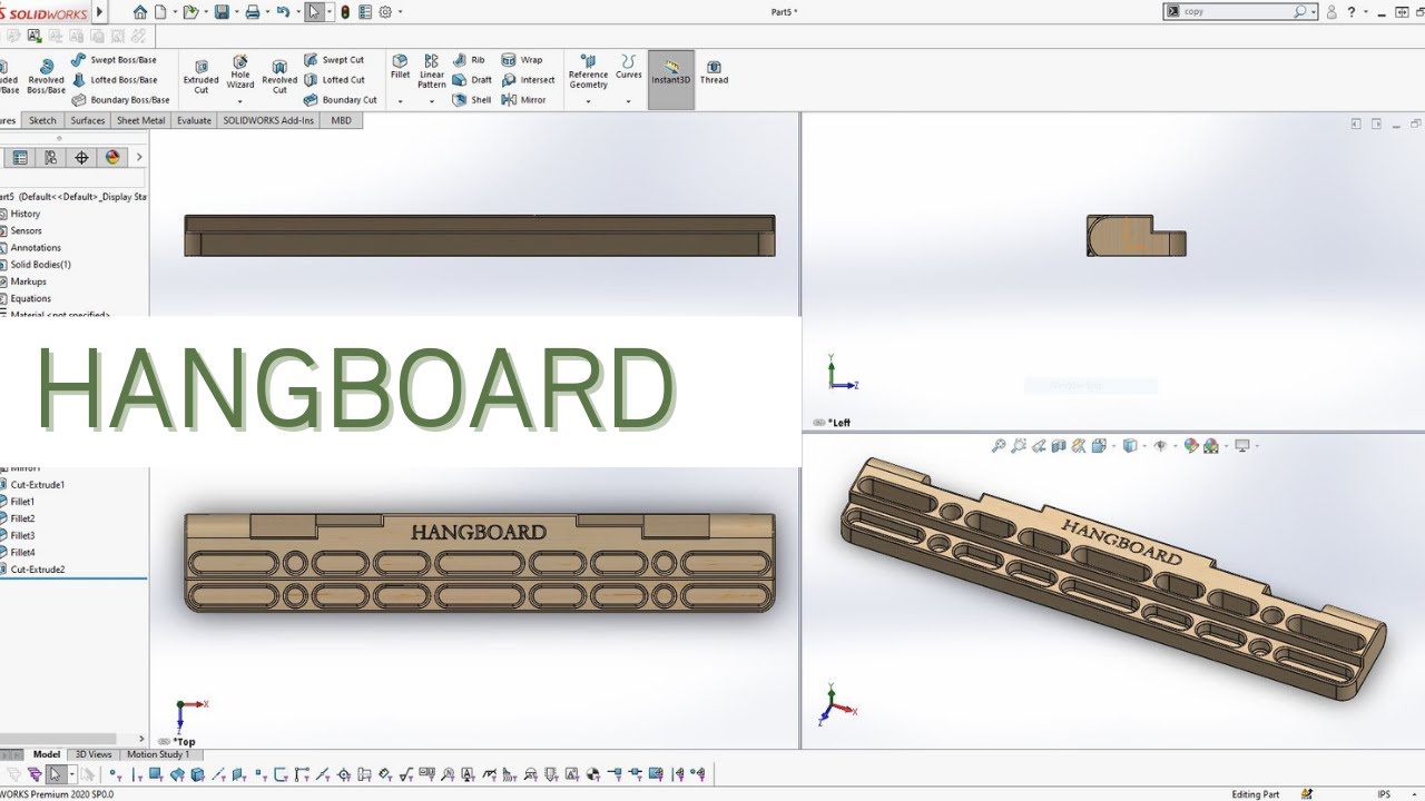 SOLIDWORKS Wooden Hangboard Design - YouTube