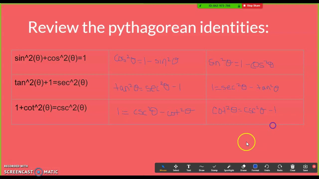 Reviewing the Pythagorean Identities - YouTube