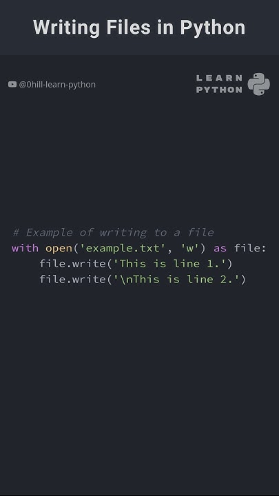 Writing Files In Python Pythonlearning Programming Coding Pythoncoding Python Youtube