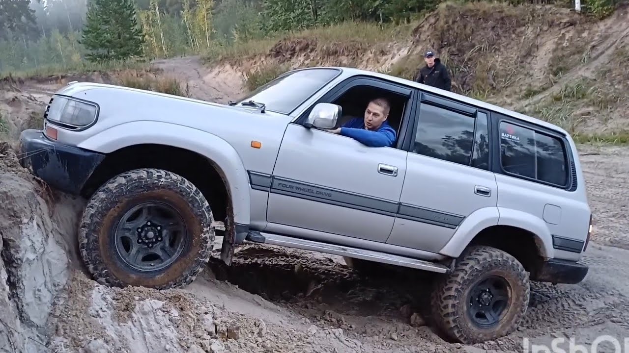 Toyota Land Cruiser 80 - проверка блокировок в карьере / checking ...