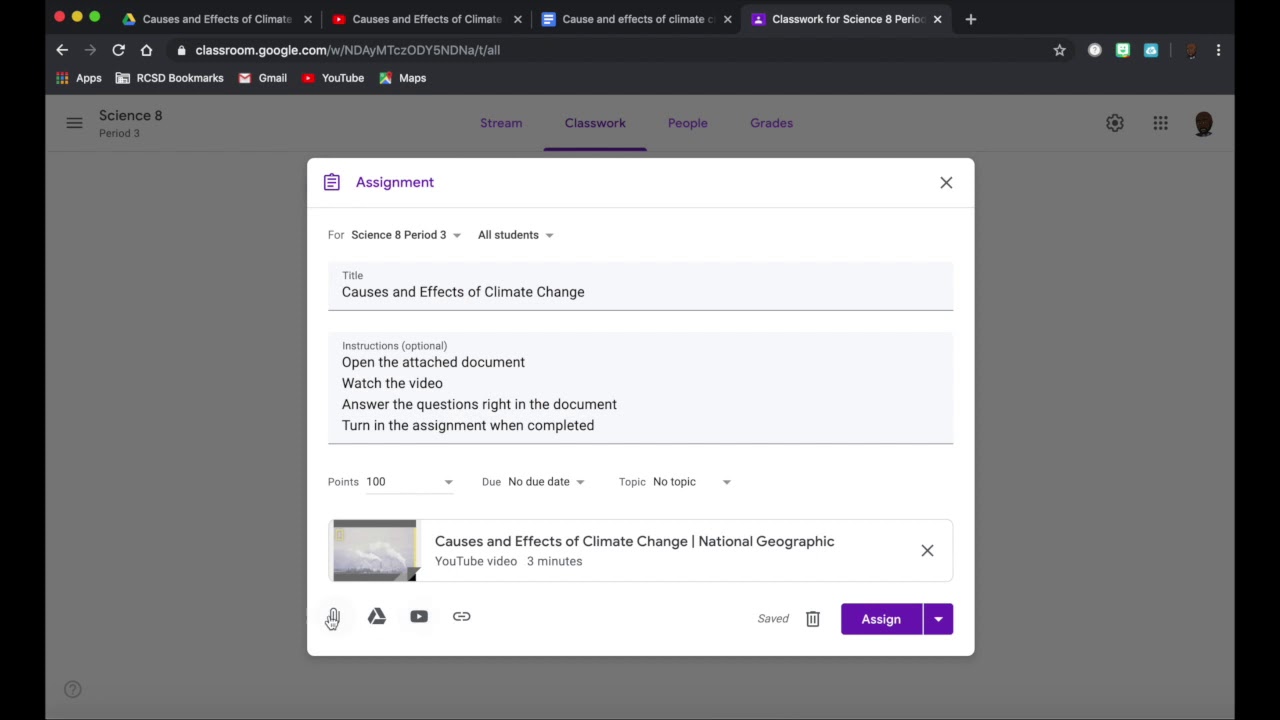 Attaching Files in Google Classroom Assignment - YouTube