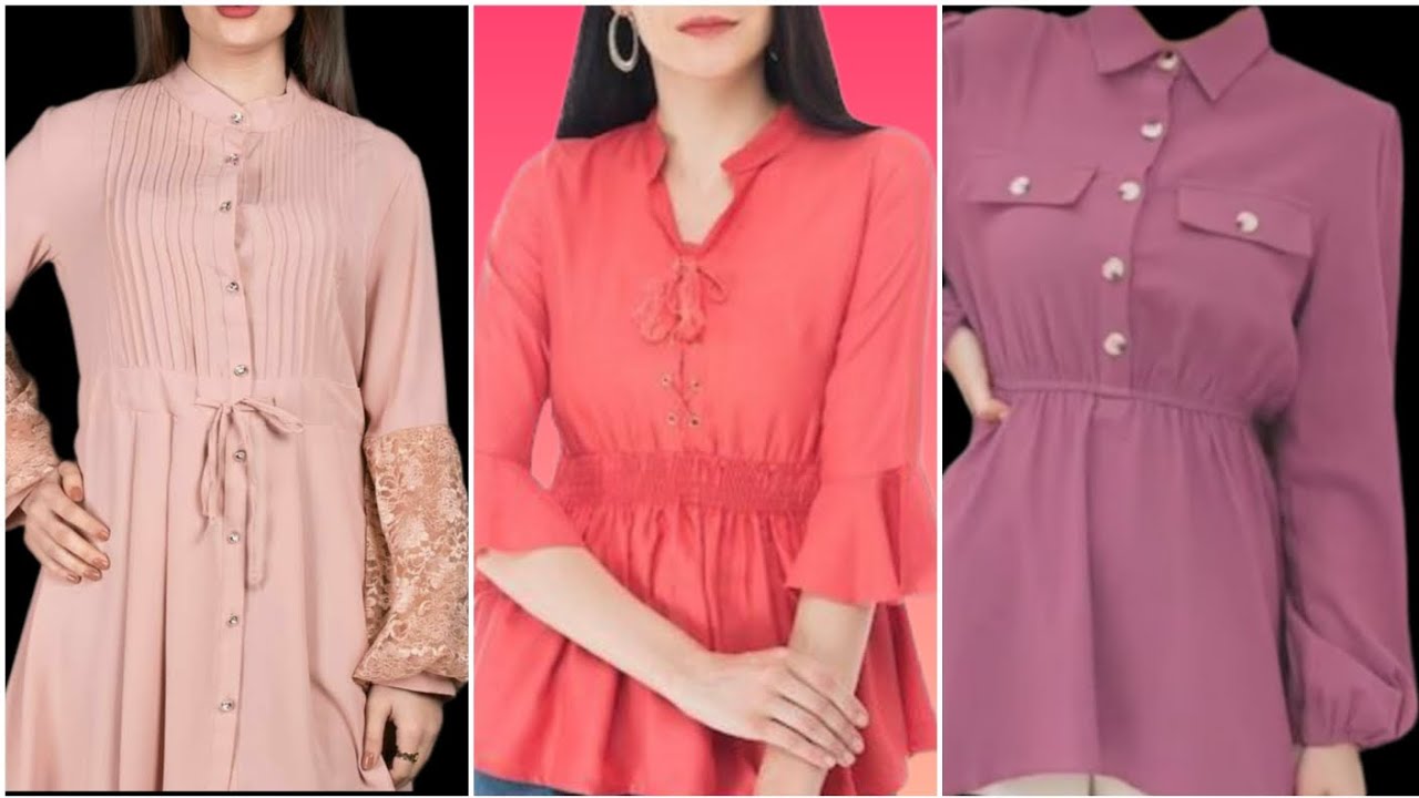 Quarter length sleeve peplum tops. for office wear/ plain chiffon tops ...