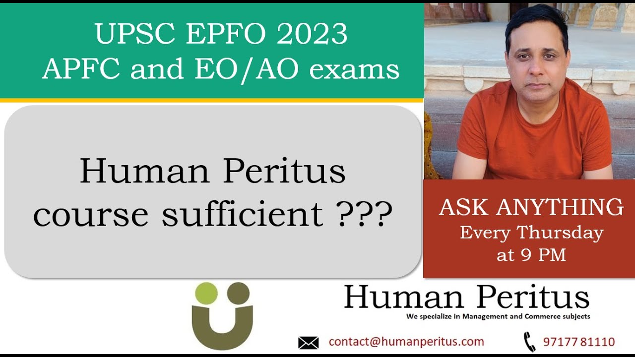 Human Peritus course sufficient ? - UPSC EPFO 2023 - YouTube