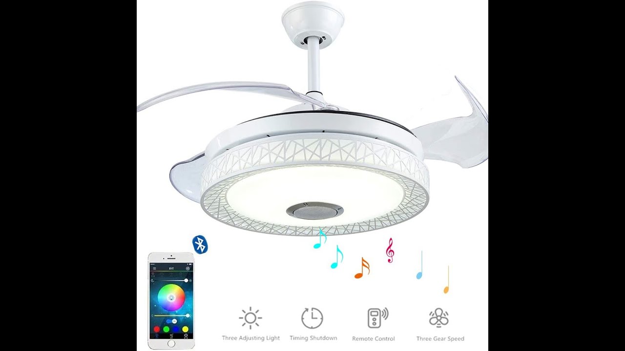 Installation for White Invisible Bluetooth Ceiling Fan Lighting with ...