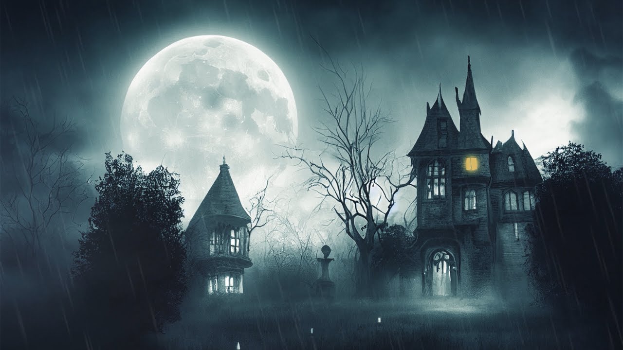 Rainy Haunted House Ambience - Thunder & Rain Sounds on Scary Halloween ...