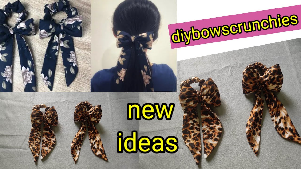 diy bow scrunchies cutting and stitching #rashmicraftstitching - YouTube