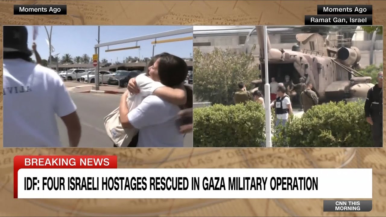 [HD]CNN:Video shows moment Israeli hostages exit helicopter after being ...