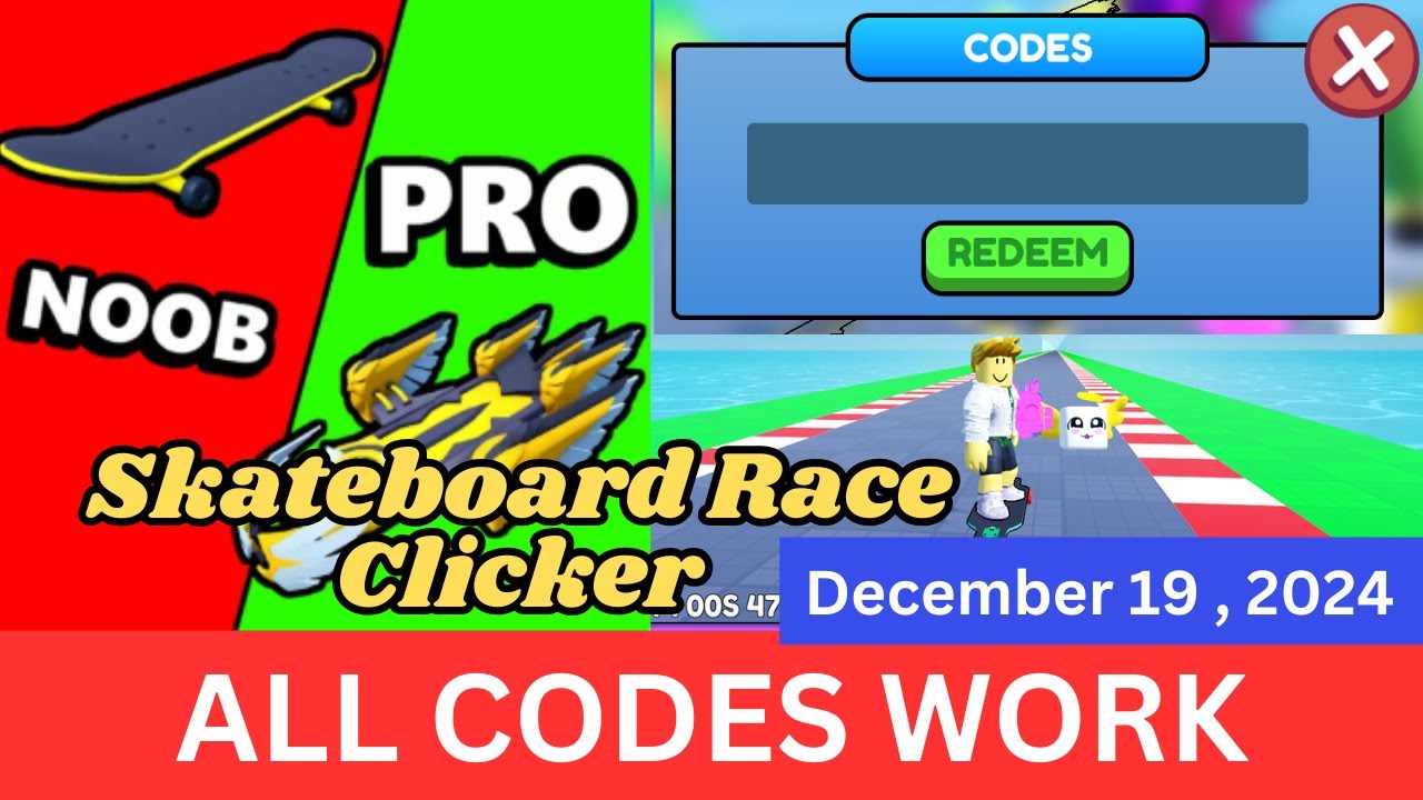 *All Codes Work* Skateboard Race Clicker ROBLOX December 19, 2024 - YouTube