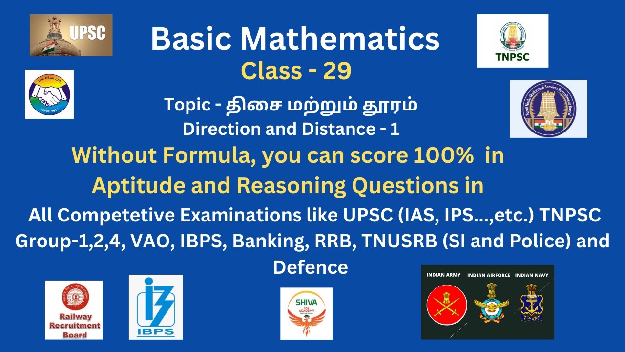 Basic Mathematics 28 | திசை மற்றும் தூரம் - 1 Direction and Distance ...