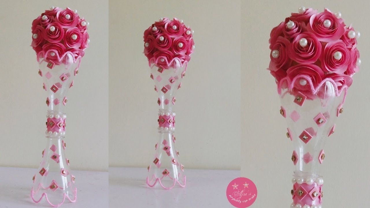 BEAUTIFUL plastic bottle vase/plastic bottle centerpiece tutorial ...
