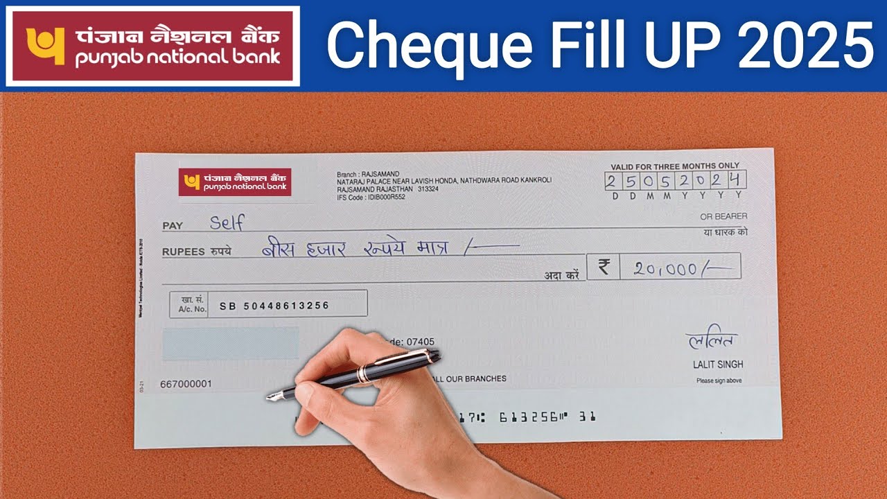 Punjab National Bank Cheque Fill Up 2025 | Punjab National Bank Check ...