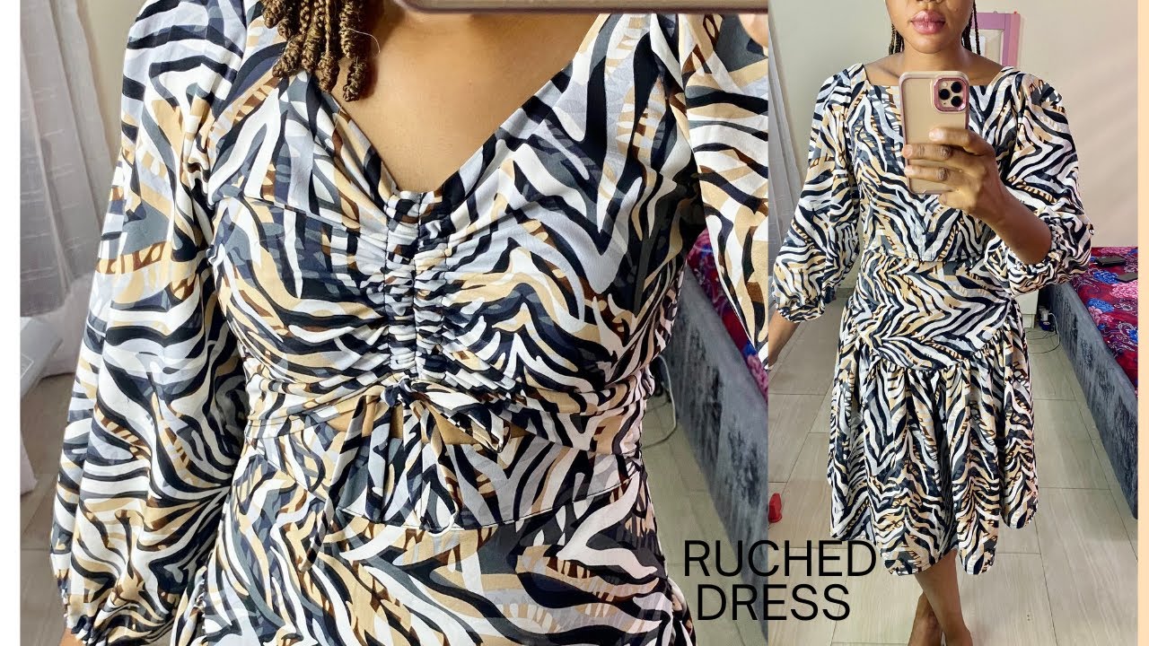 How to Cut and Sew a RUCHED Dress, TRENDY Style/ Easy Tutorial - YouTube