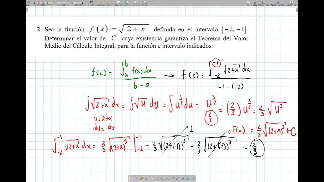 Ejercicio del teorema del valor medio del cálculo integral - YouTube